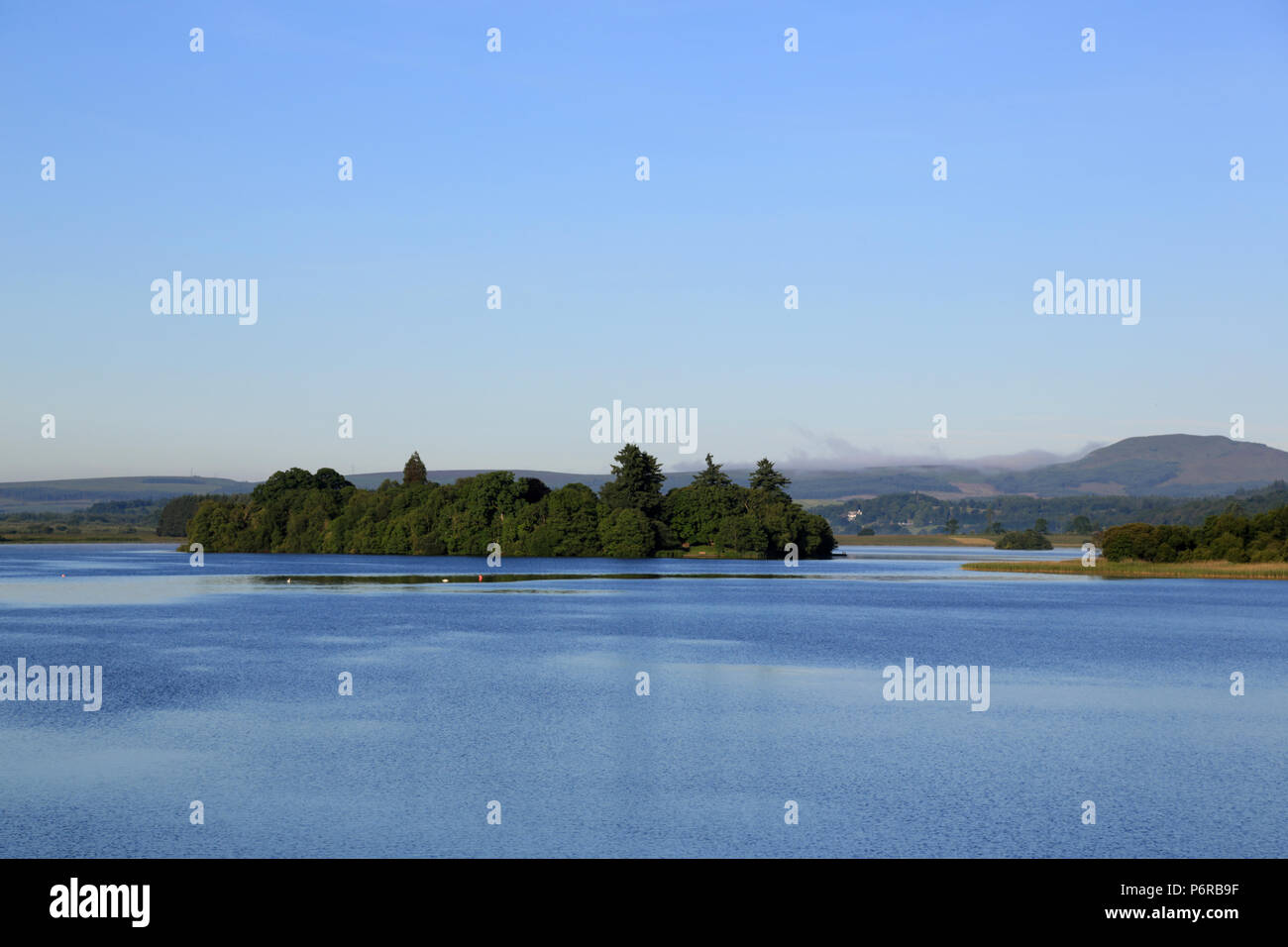 View of the Lake of Menteith showing Inchmahome island, location of ...