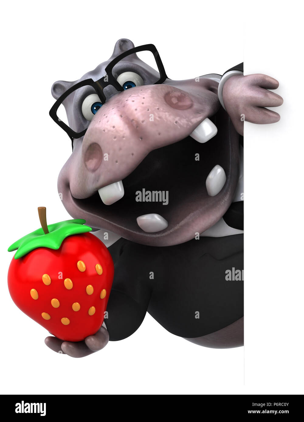 Fun hippo - 3D Illustration Stock Photo - Alamy