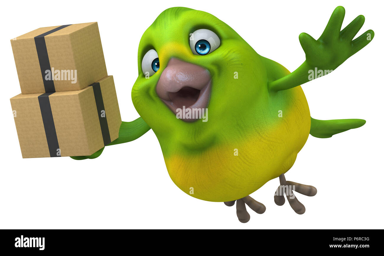 Fun green bird - 3D Illustration Stock Photo - Alamy