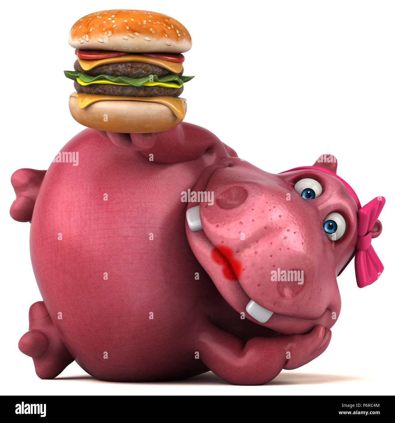 Pink Hippo - 3D Illustration Stock Photo - Alamy