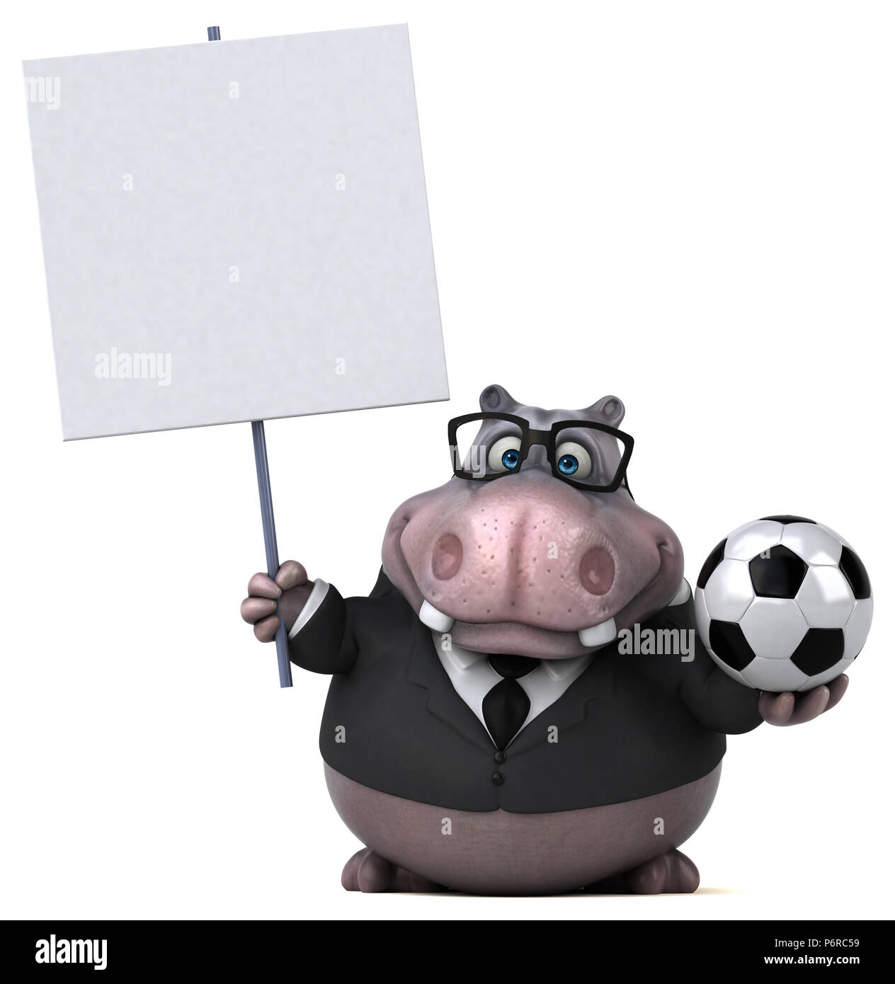 Fun hippo - 3D Illustration Stock Photo - Alamy