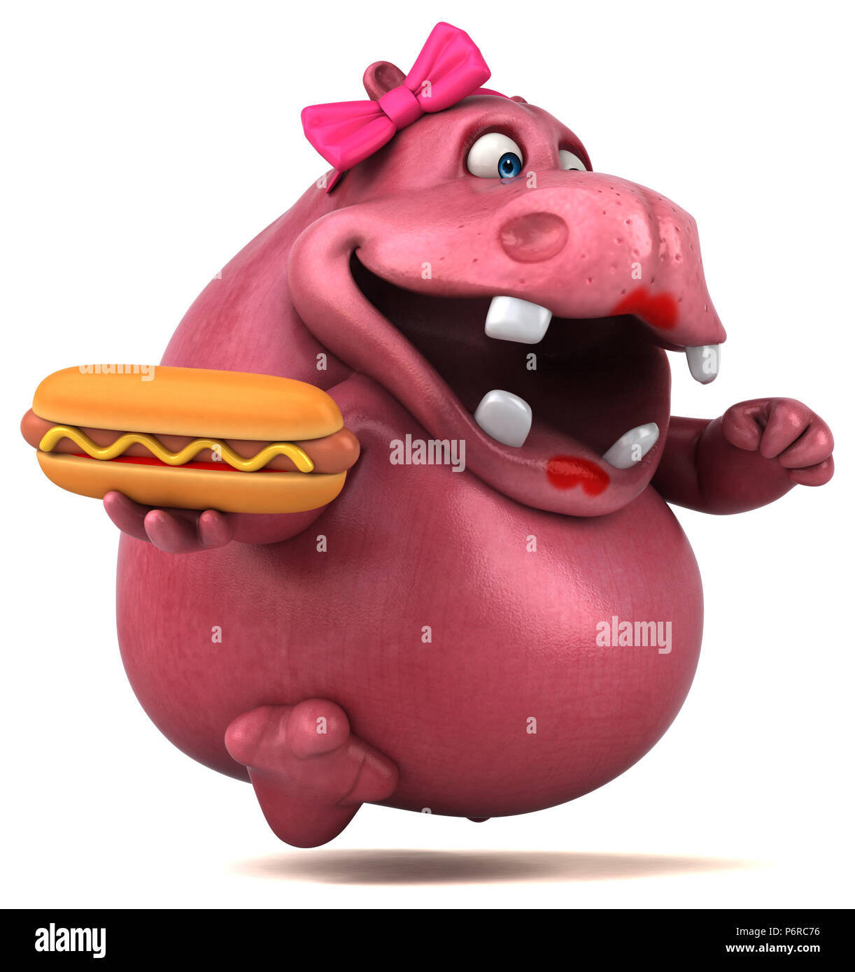 Pink Hippo - 3D Illustration Stock Photo - Alamy