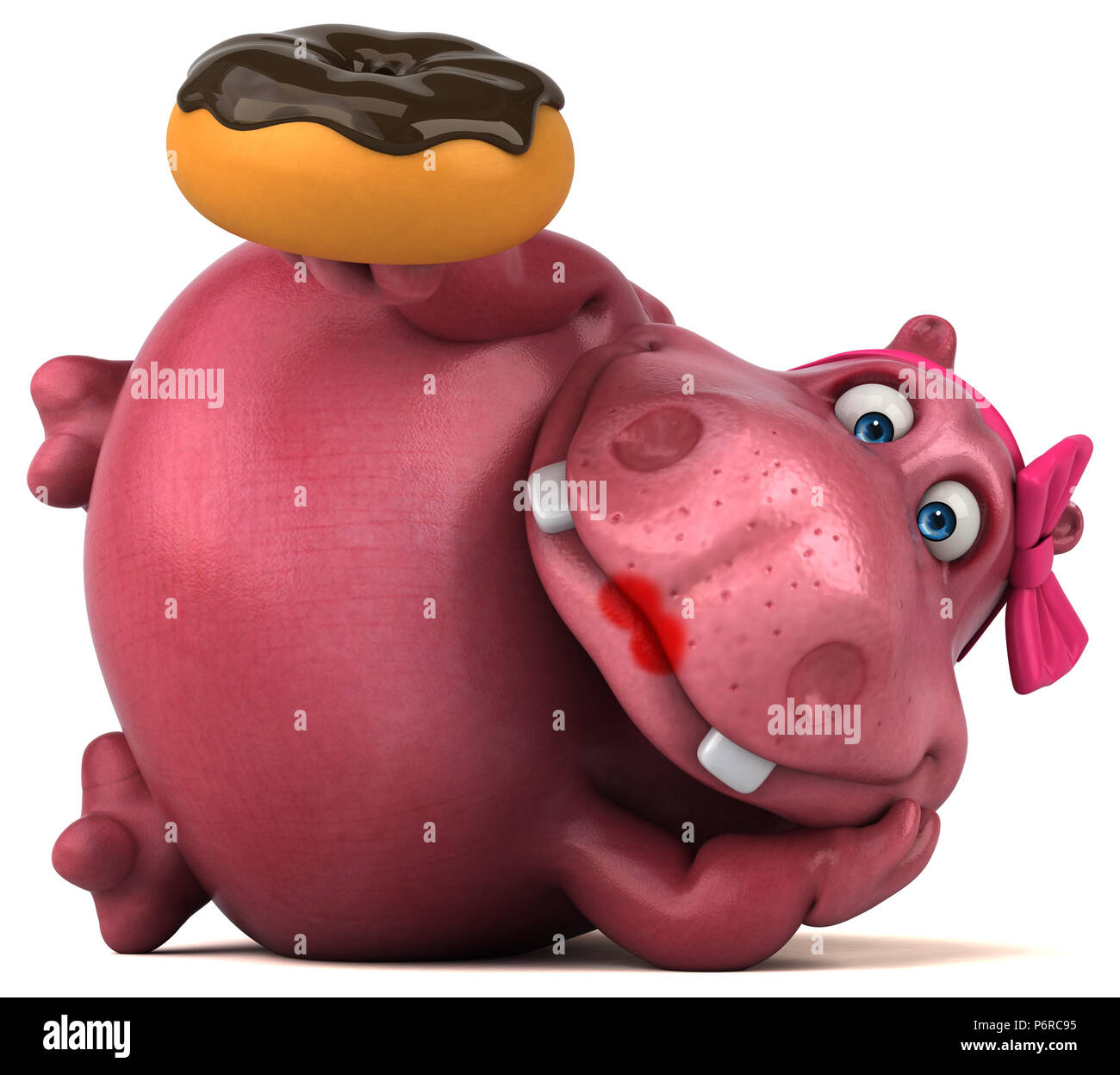 Pink Hippo - 3D Illustration Stock Photo - Alamy