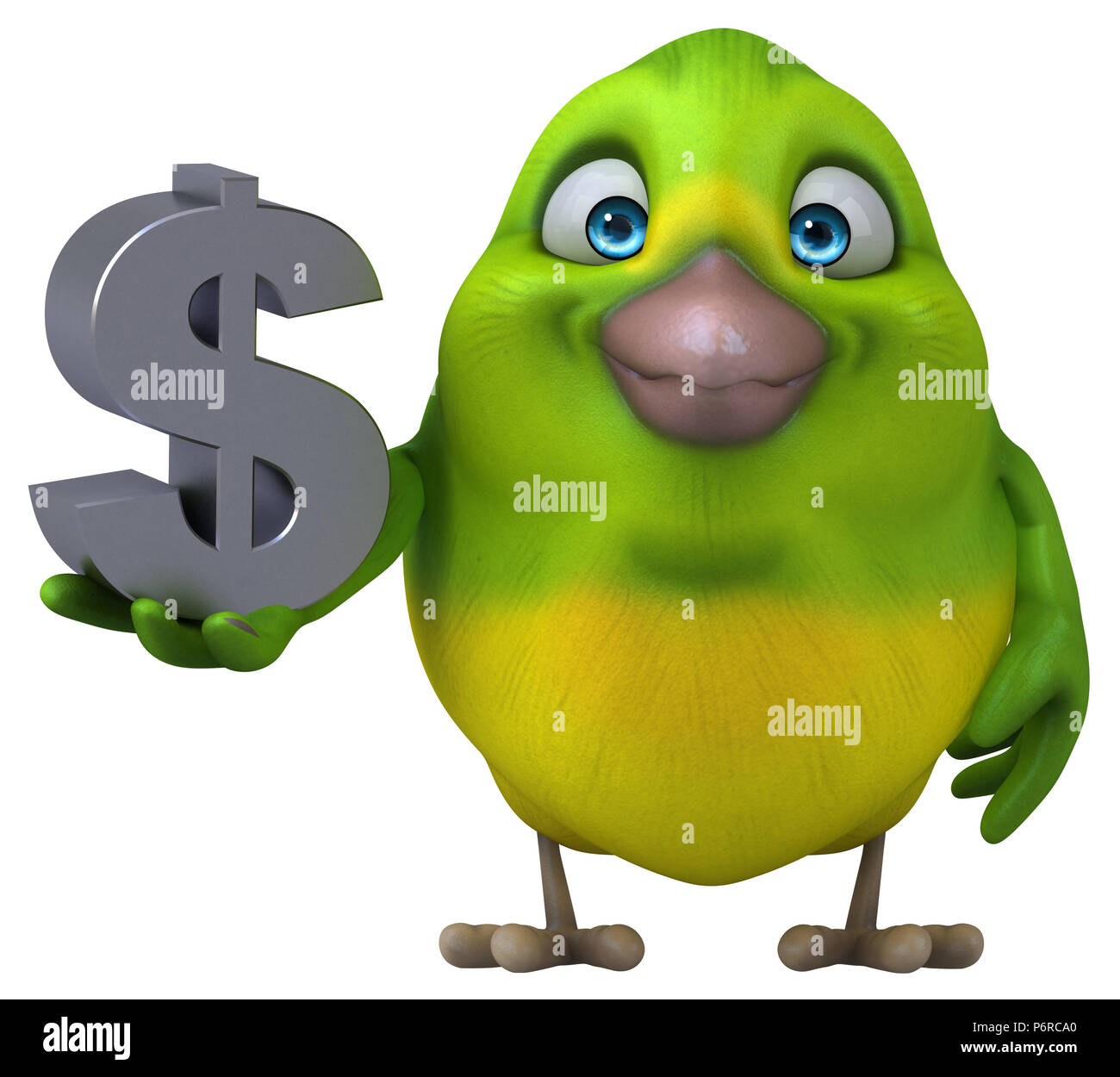 Fun green bird - 3D Illustration Stock Photo - Alamy