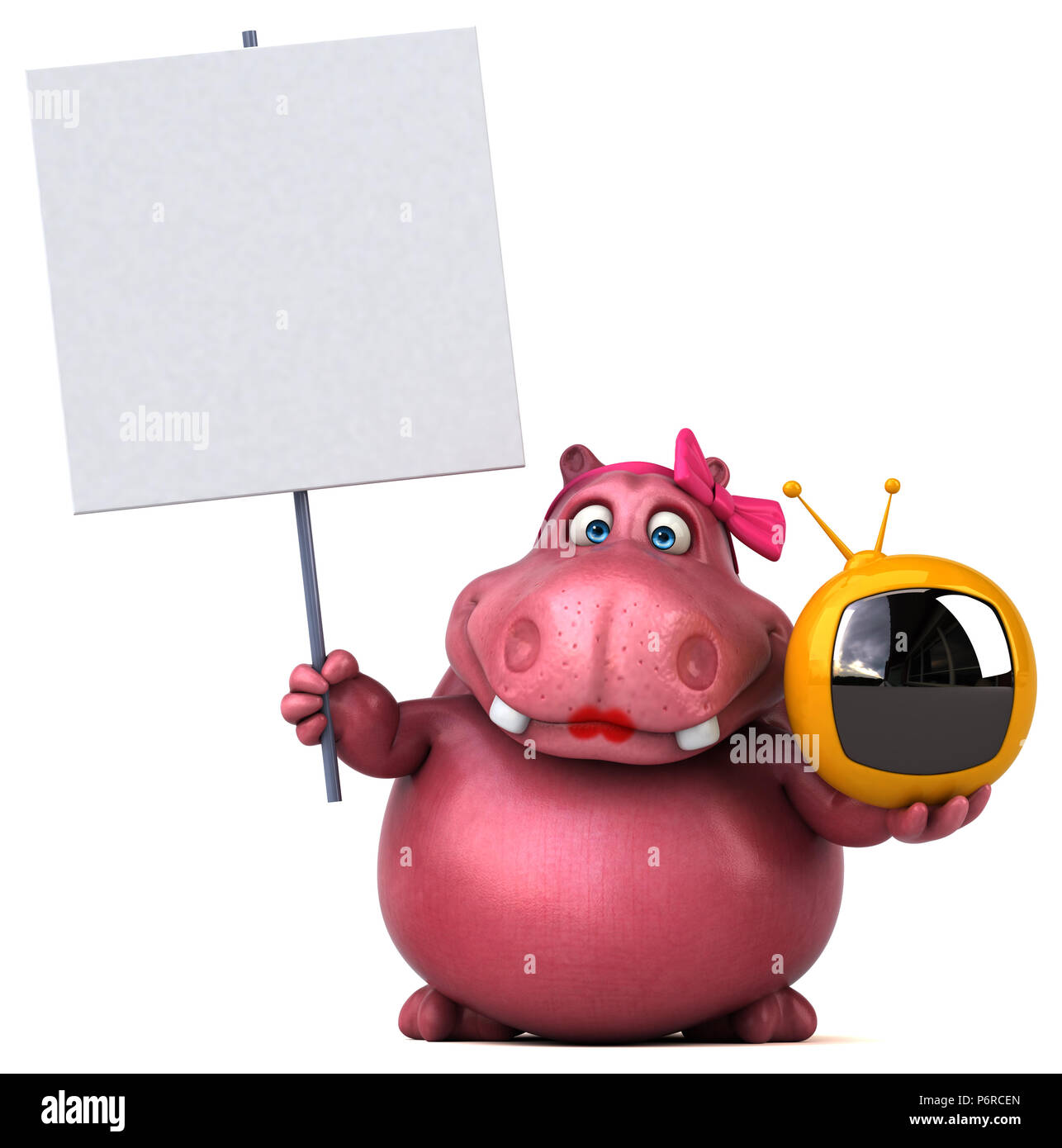 Pink Hippo - 3D Illustration Stock Photo - Alamy