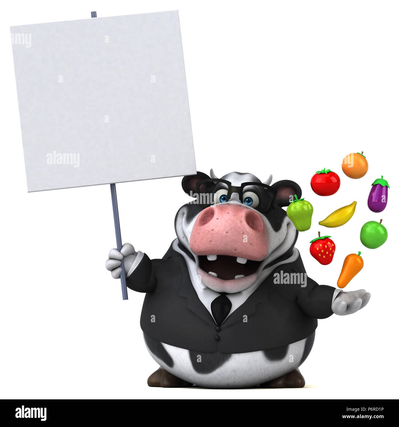 Fun cow - 3D Illustration Stock Photo - Alamy