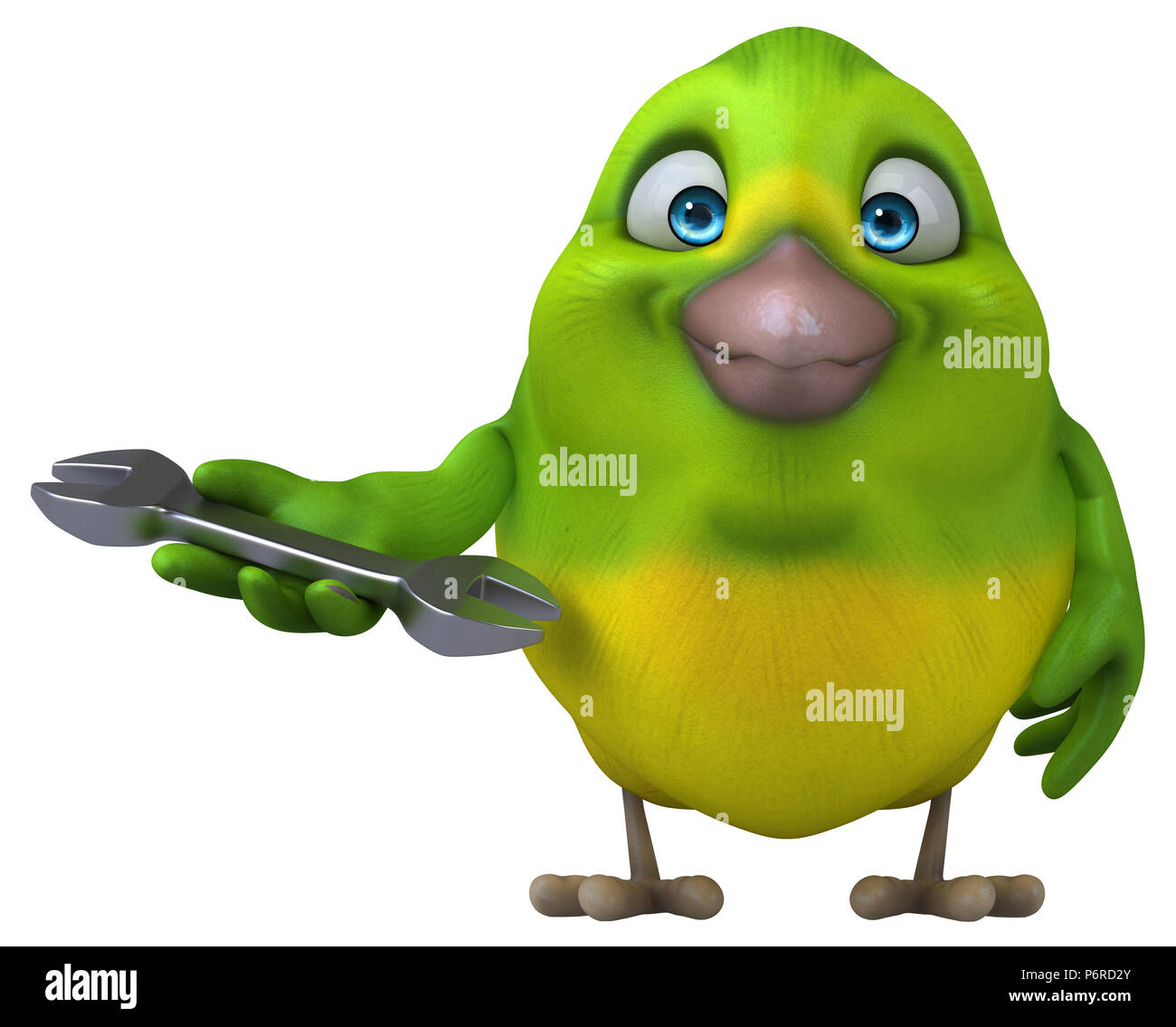 Fun green bird - 3D Illustration Stock Photo - Alamy