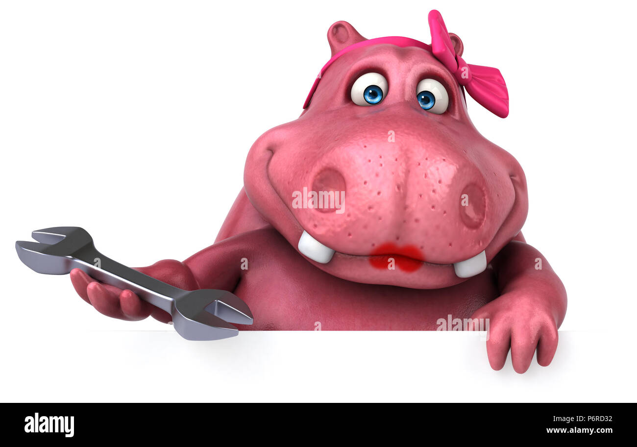 Pink Hippo - 3D Illustration Stock Photo - Alamy