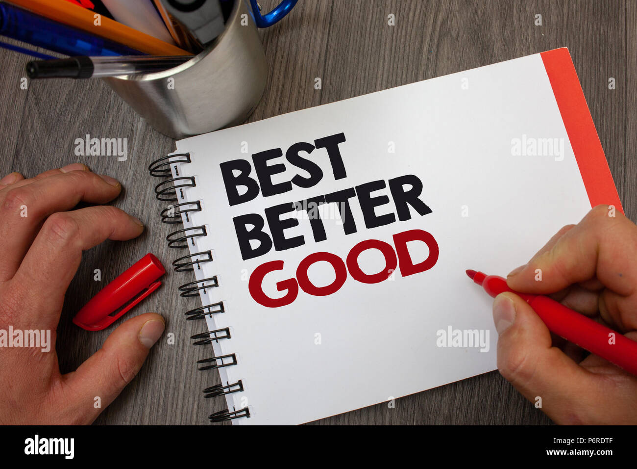 Handwriting text Best Better Good. Concept meaning improve yourself ...