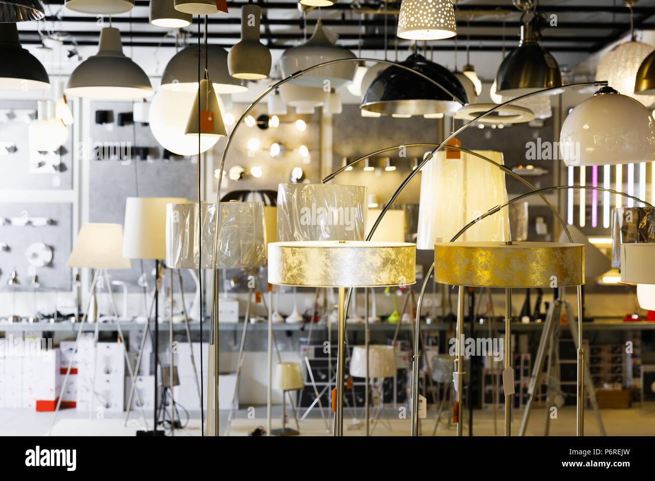 beauty lamp with lights in the designer furniture store Stock Photo - Alamy