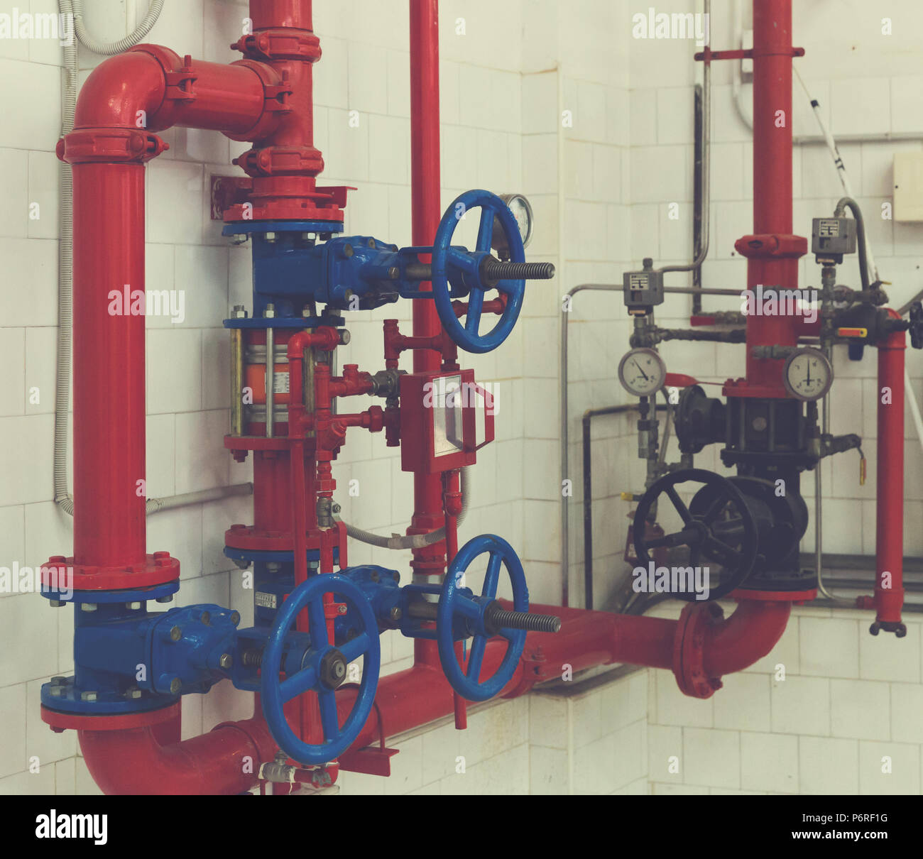 Control equipment of building heating system in boiler room Stock Photo ...