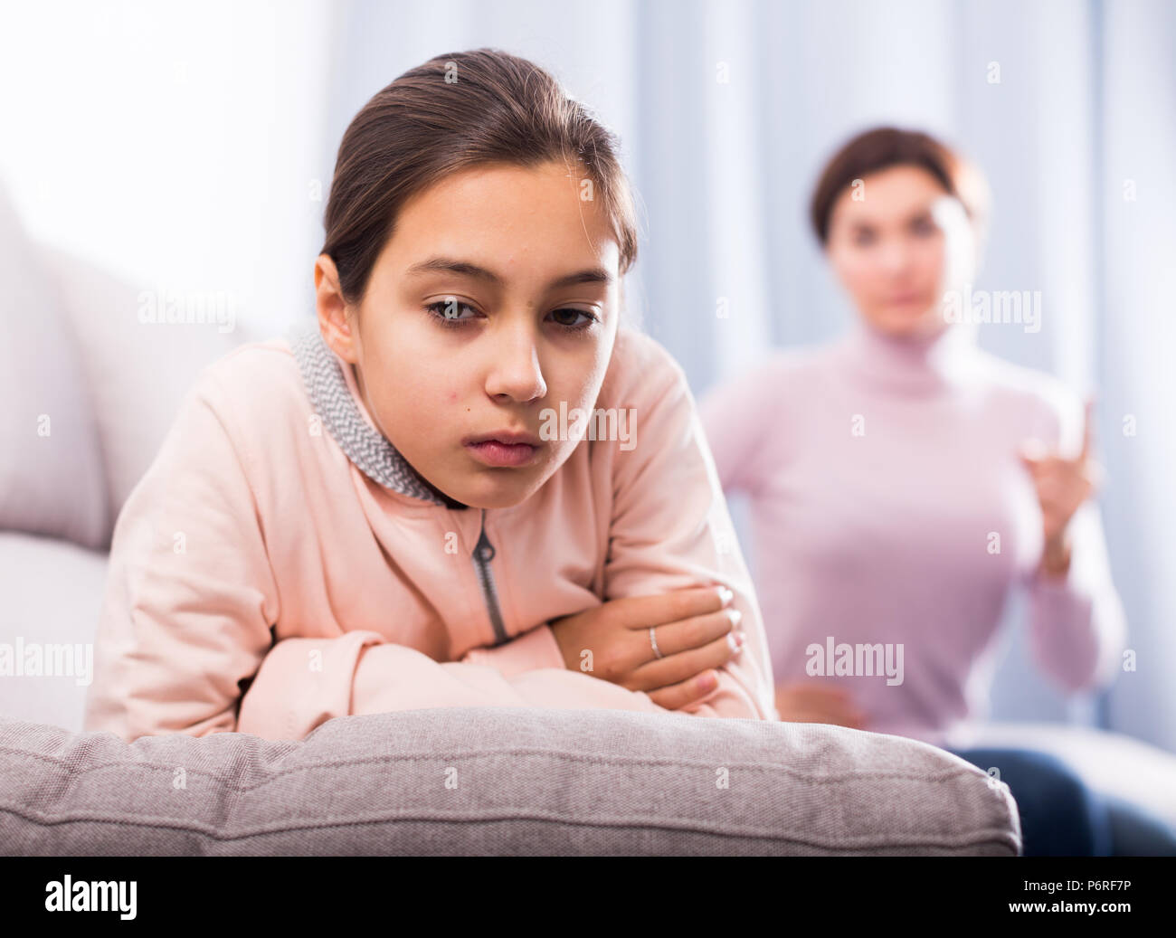 Mother reprimands her daughter for wrong things and bad behavior Stock ...