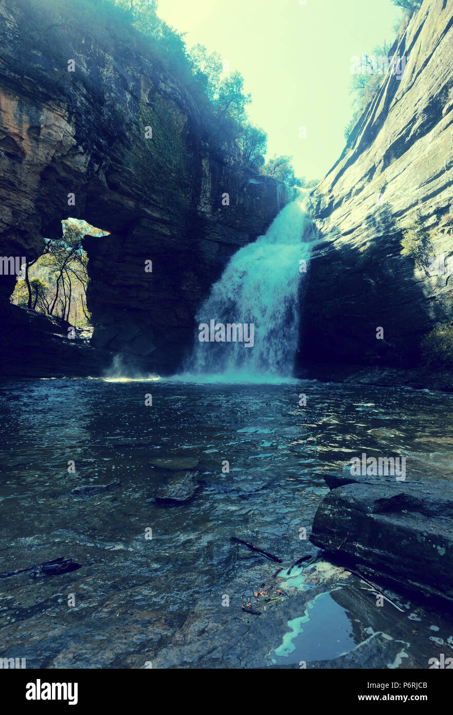 Pure mountain waterfall Cantonigros with clear water attractive place ...