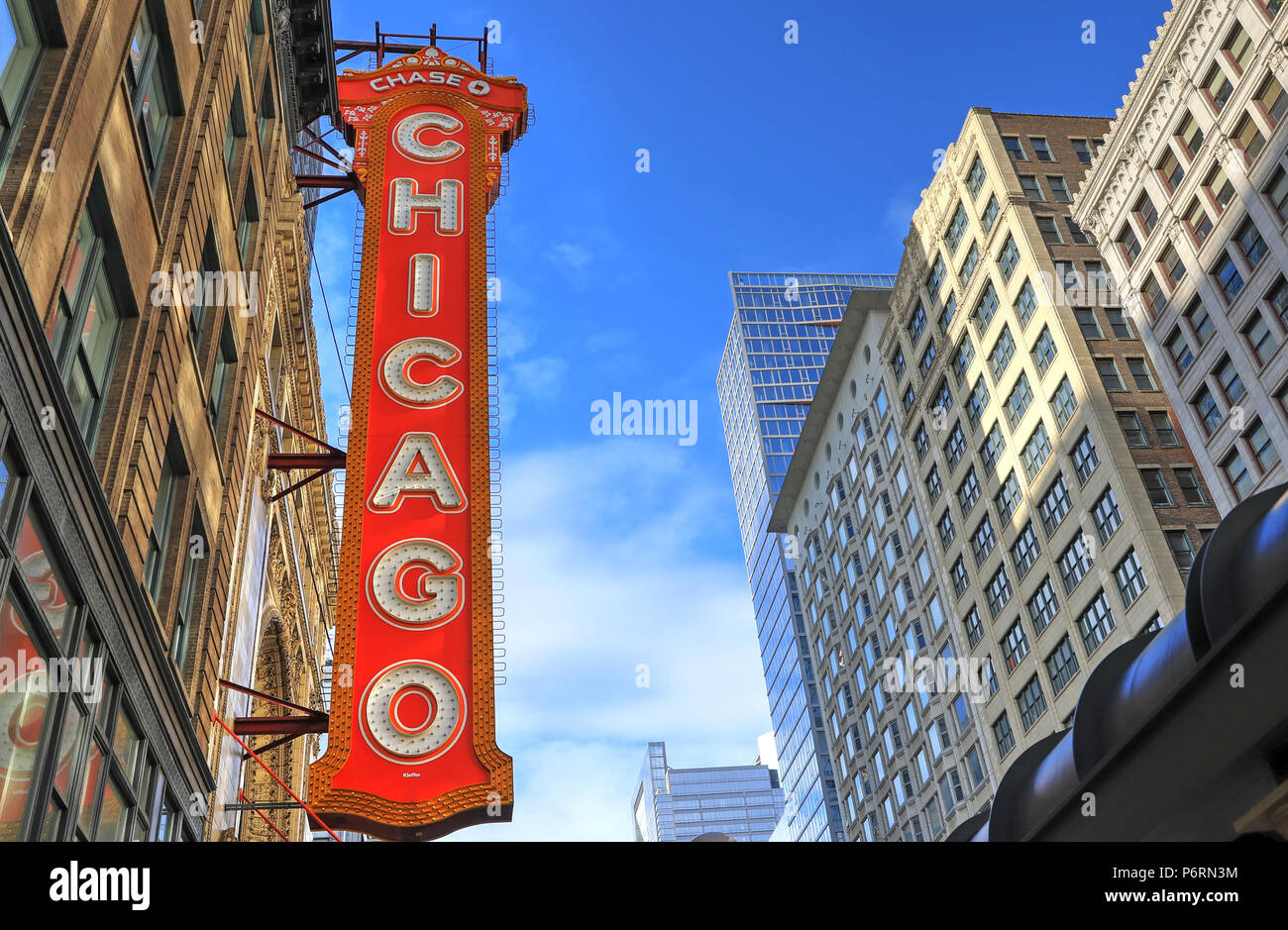 Chicago, Illinois, USA - June 22, 2018: The landmark Chicago Theatre on ...