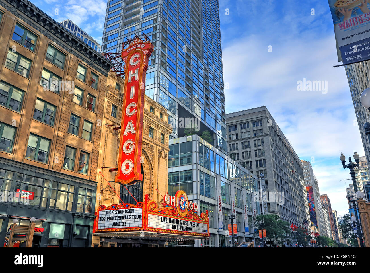 Chicago, Illinois, USA - June 22, 2018: The landmark Chicago Theatre on ...