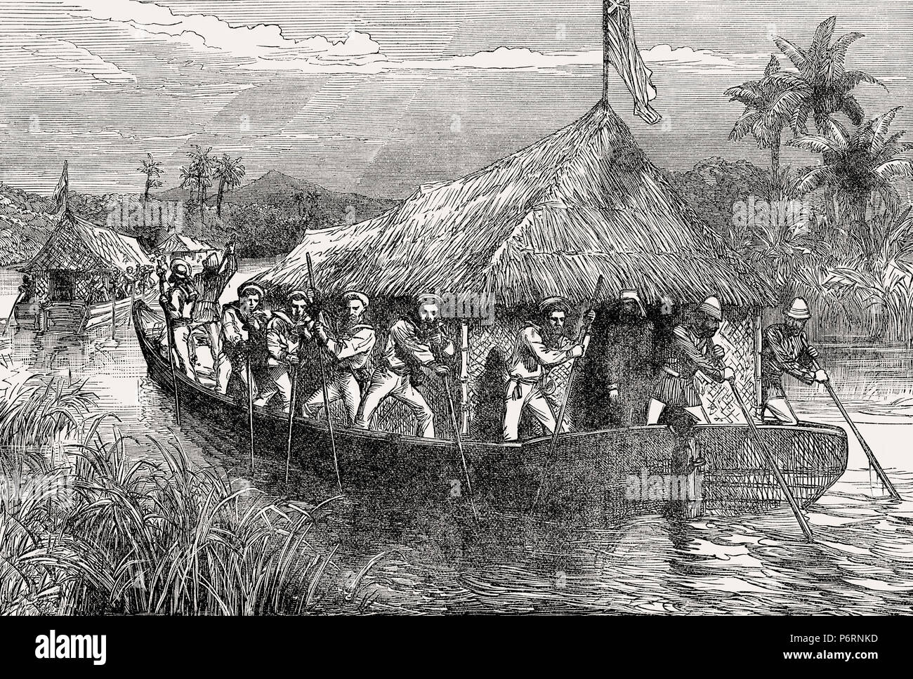 British forces on the river Perak, Perak War, 1875, Malaysia, From ...