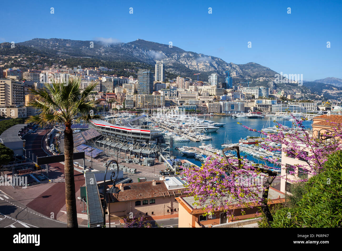 Spring in Monaco principality cityscape with Monte Carlo and Port of ...