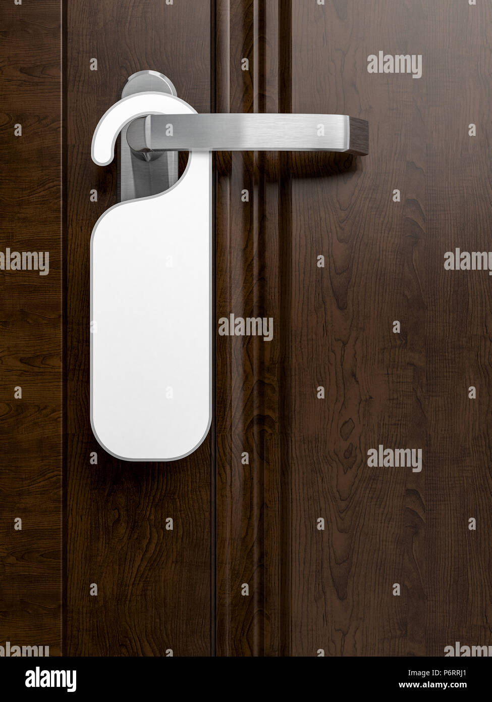 dark wood hotel door with paper label, 3d rendering image Stock Photo ...