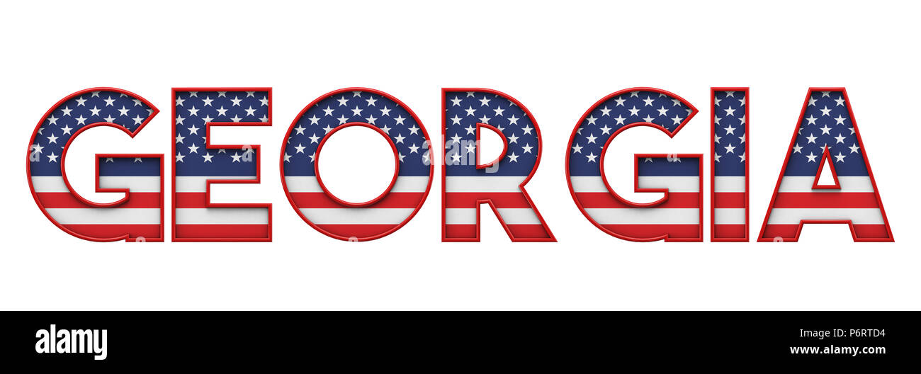 Georgia USA state made from starts and stripes lettering. 3D Rendering ...