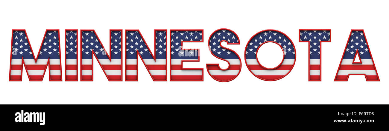 Minnesota USA state made from starts and stripes lettering. 3D ...