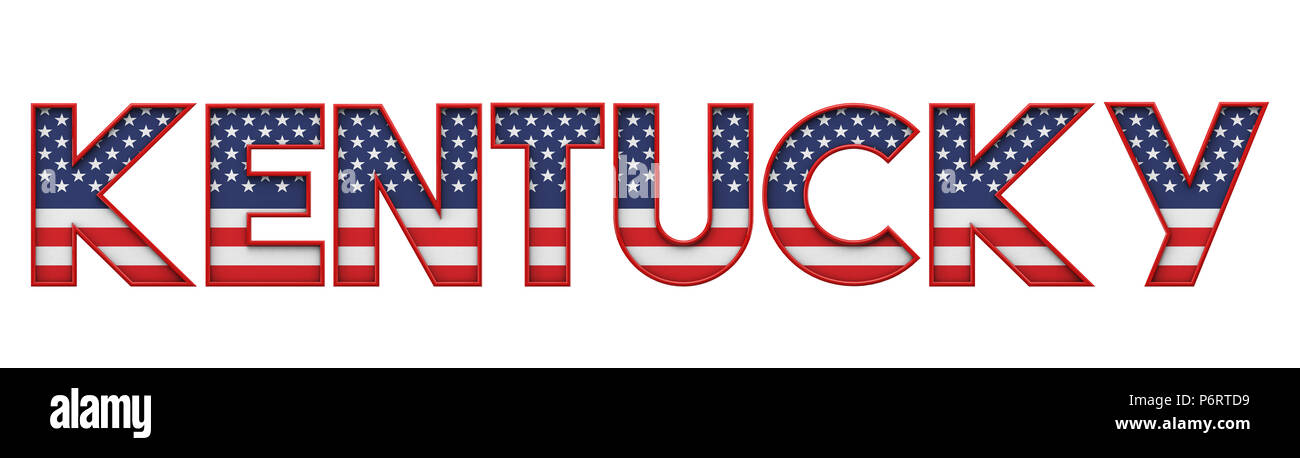 Kentucky USA state made from starts and stripes lettering. 3D Rendering ...