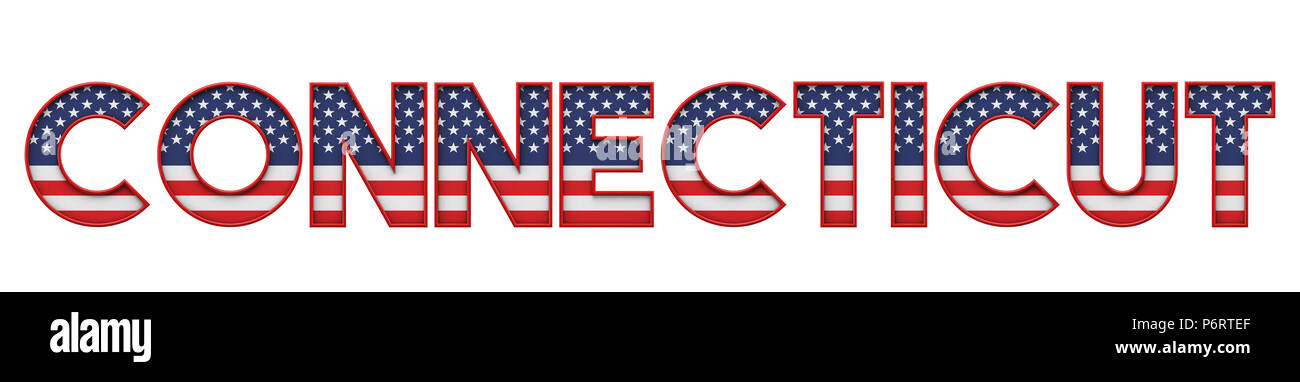 Connecticut USA state made from starts and stripes lettering. 3D ...