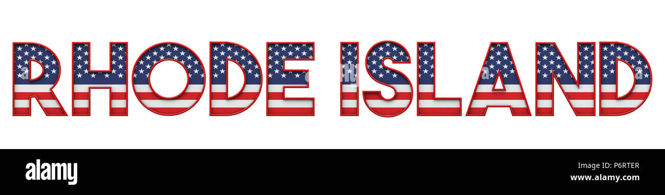 Rhode Island USA state made from starts and stripes lettering. 3D ...