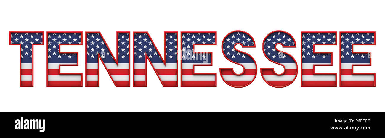 Tennessee USA state made from starts and stripes lettering. 3D ...