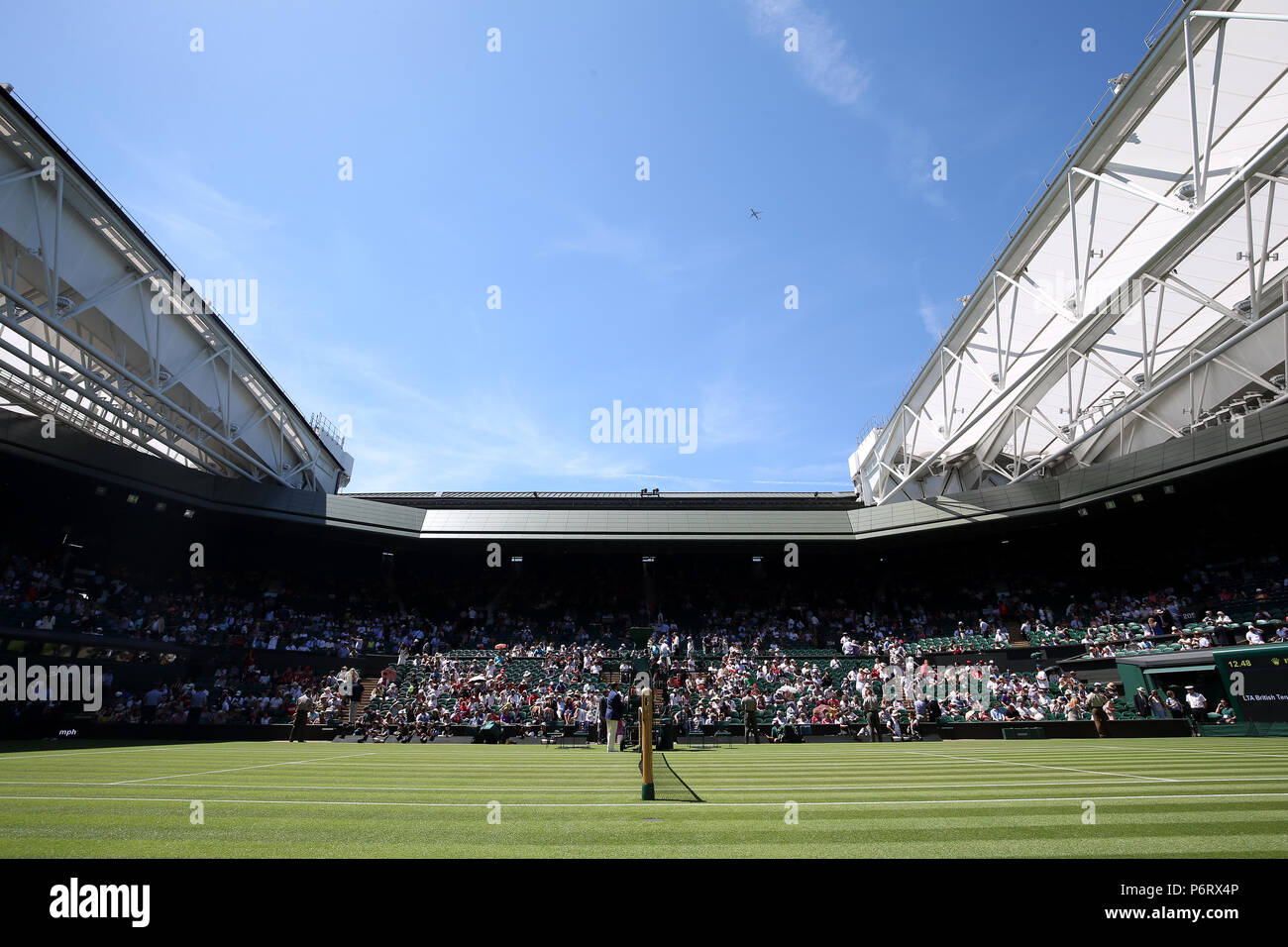 General view of centre court ahead of play on day One of the Wimbledon ...