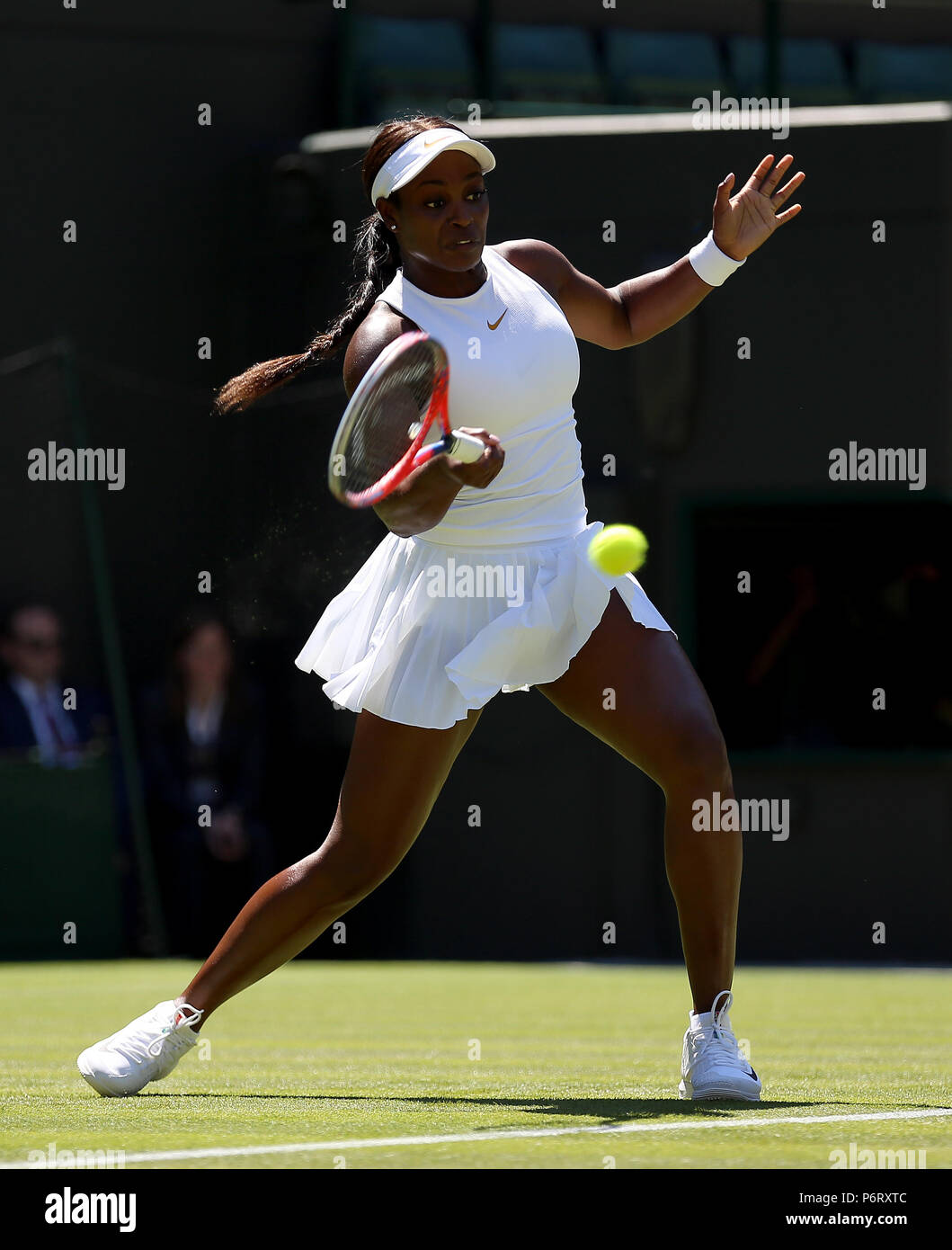 Sloane Stephens in action on day One of the Wimbledon Championships at ...