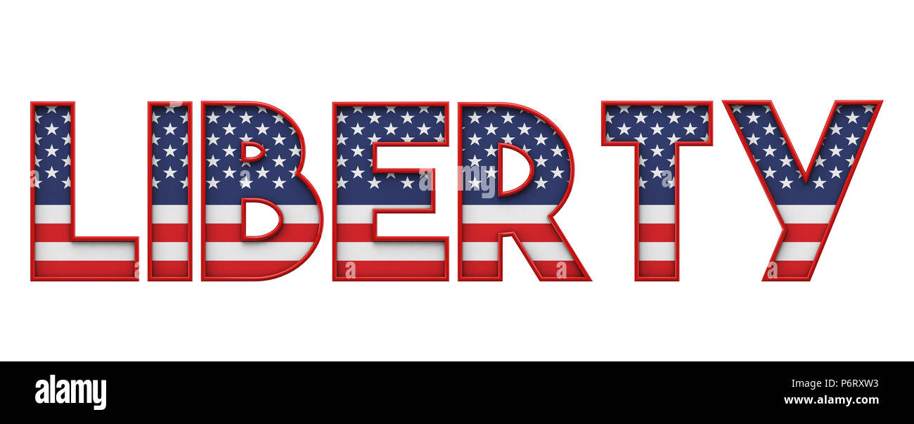Liberty stars and stripes flag font word. 3D Rendering Stock Photo - Alamy