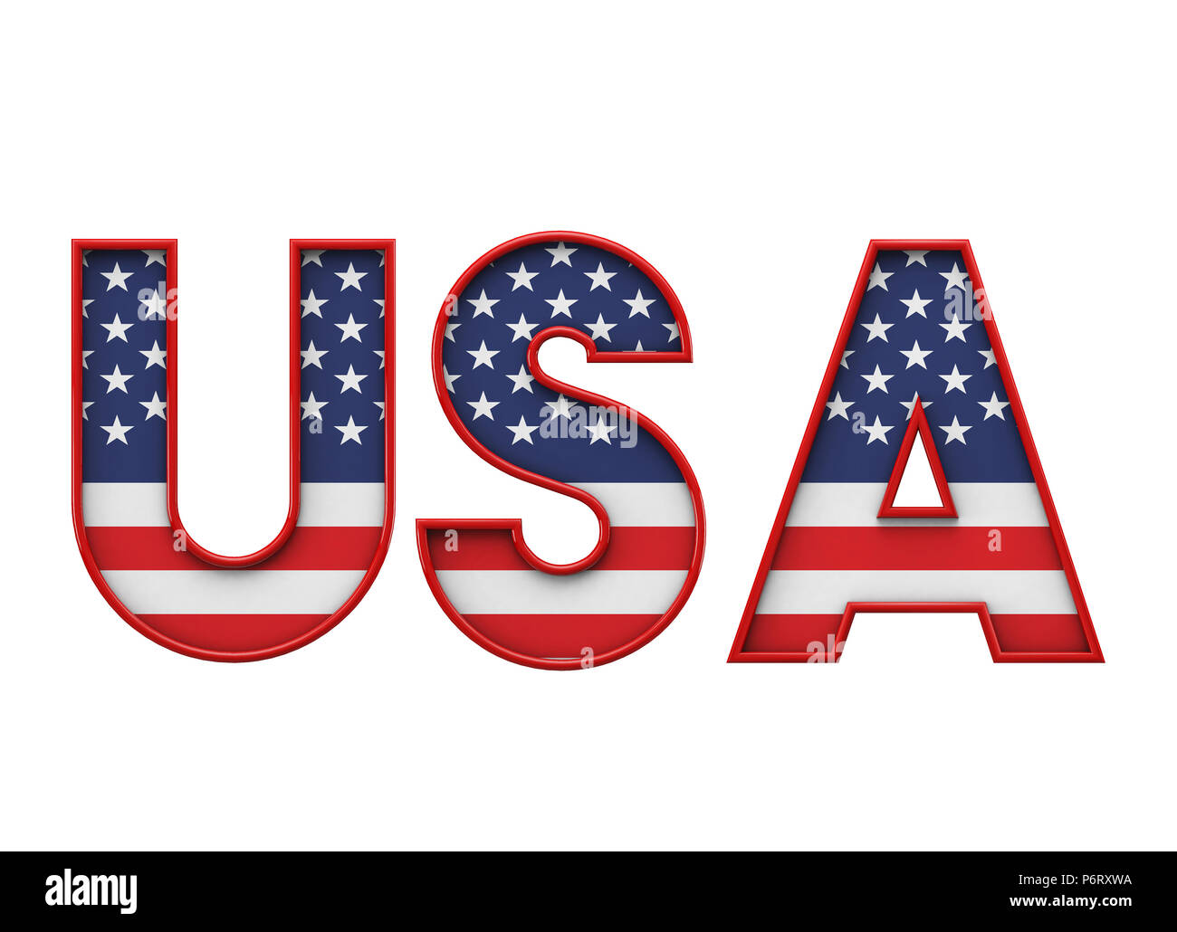 USA stars and stripes flag font word. 3D Rendering Stock Photo - Alamy