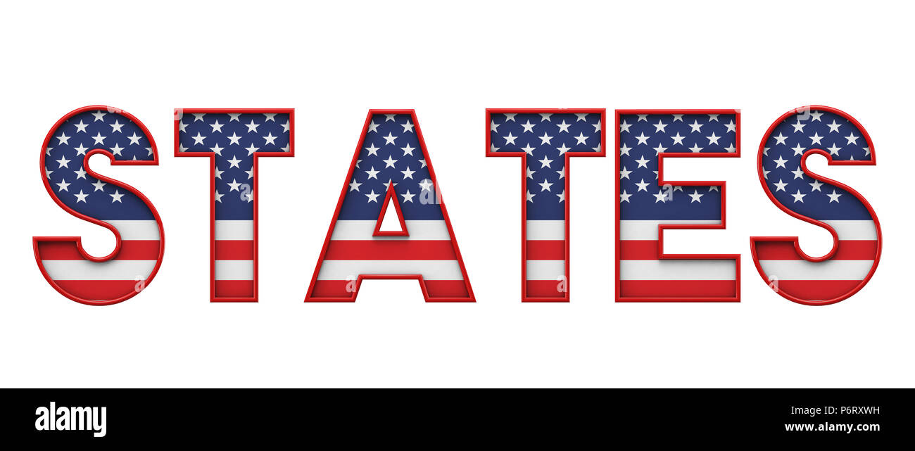 States stars and stripes flag font word. 3D Rendering Stock Photo - Alamy