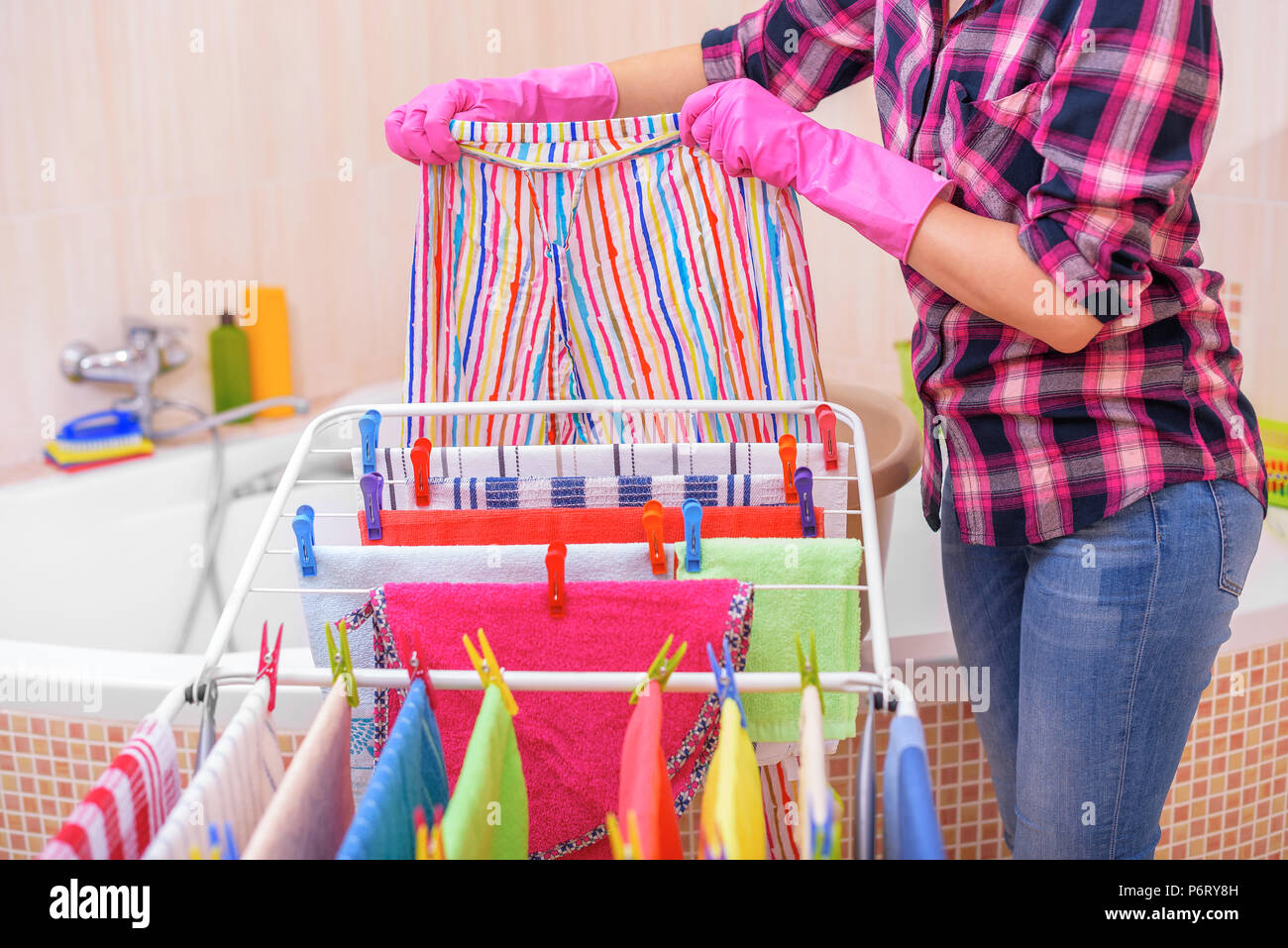 Female laundry clothes hi-res stock photography and images - Alamy