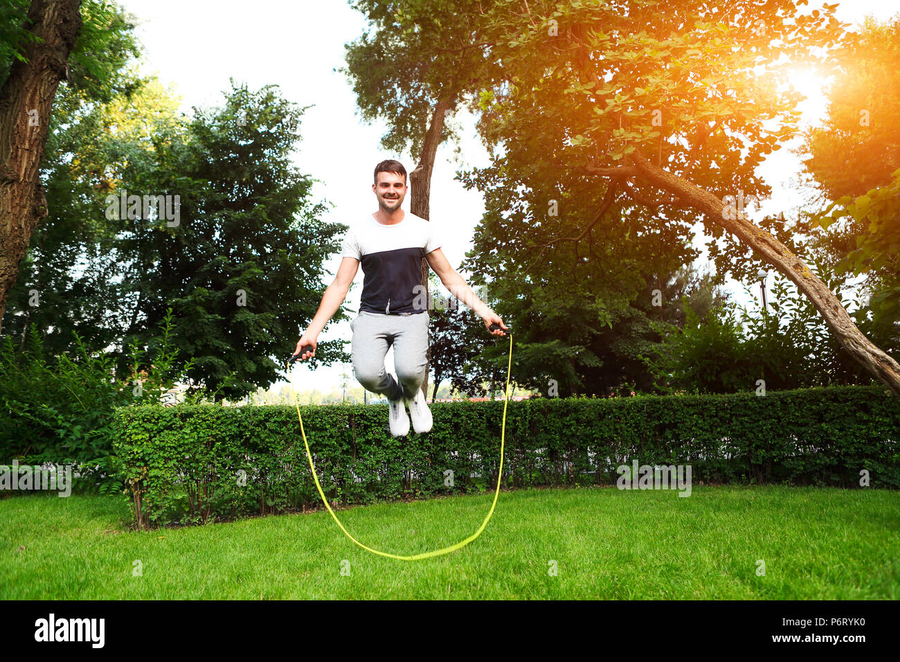 Fitness man training jump exercise hi-res stock photography and images ...