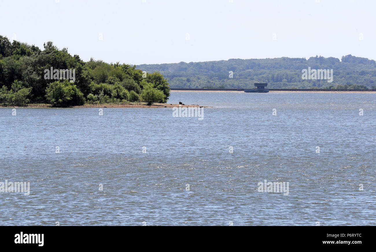 A view of the water level in Bough Beech reservoir in Kent. Parts of ...