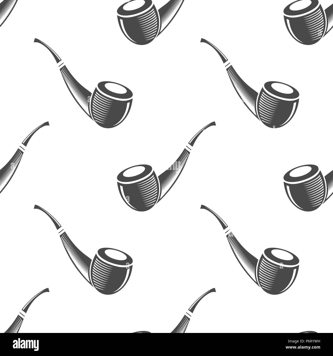 Wooden Smoking Pipe Silhouette Seamless Pattern Stock Vector Image ...