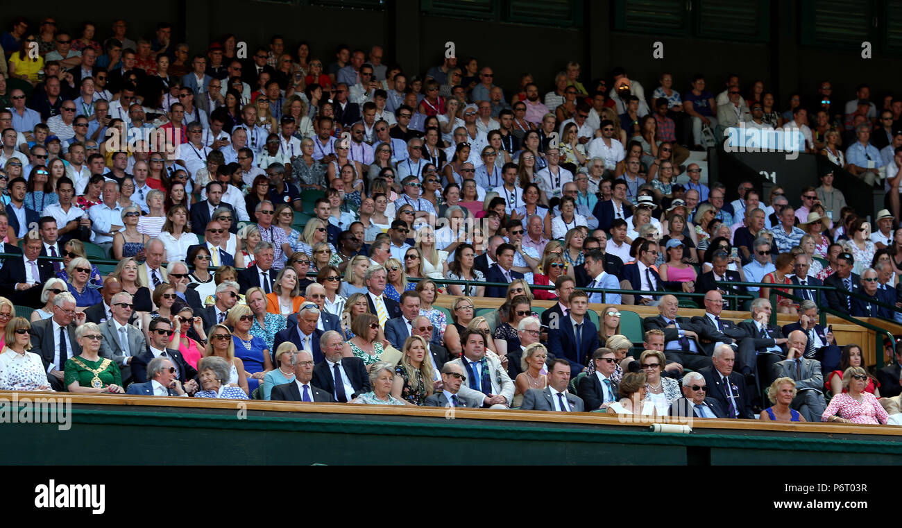General view of the royal box on centre court on day One of the ...