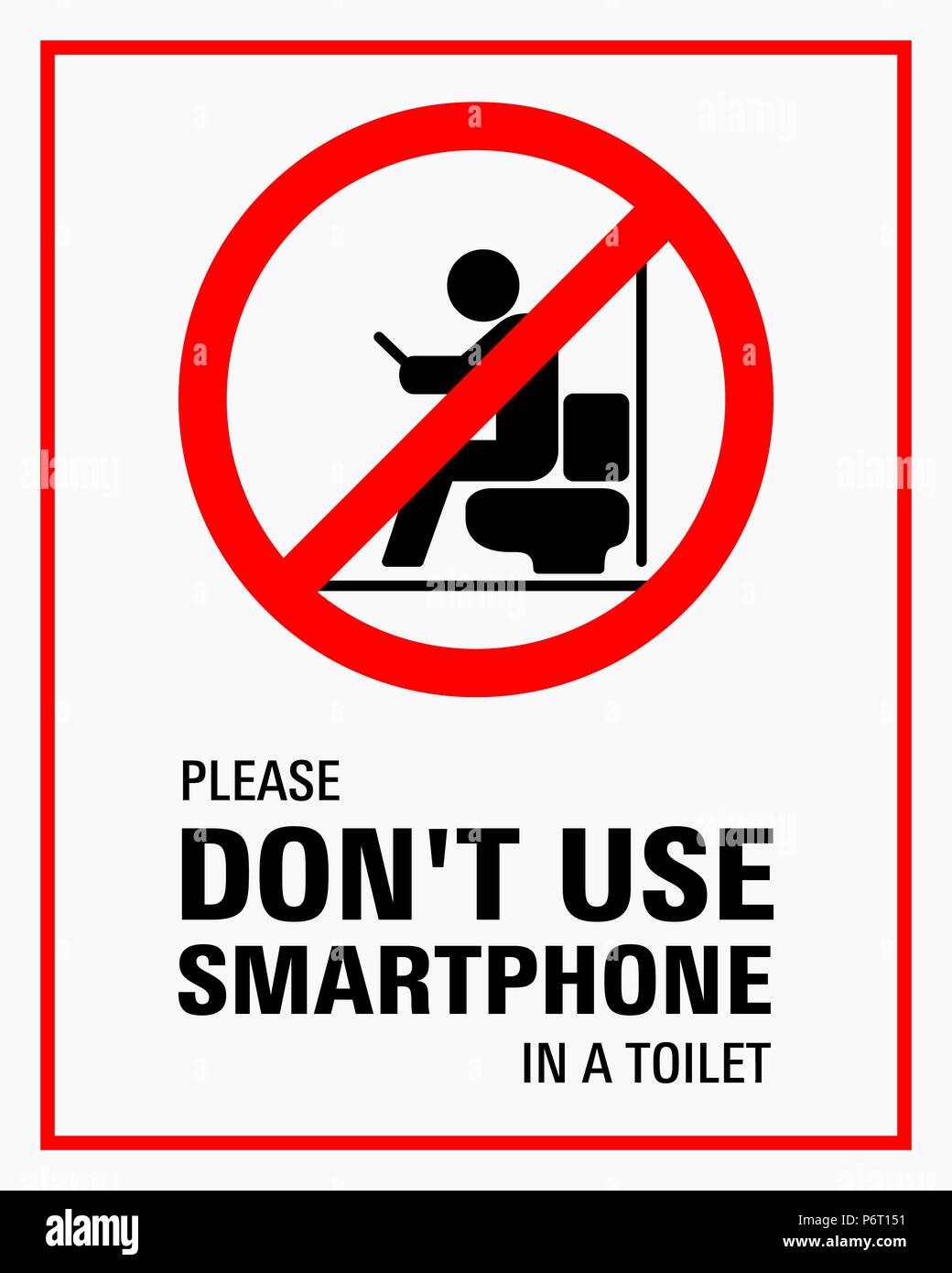 Using smartphone in a toilet sign vector illustration Stock Vector ...