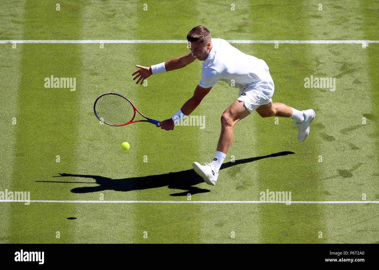 Liam Broady in action on day One of the Wimbledon Championships at the ...