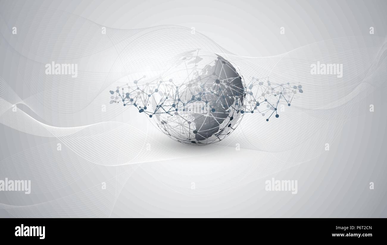 Global Networking And Cloud Computing Design Concept With Earth Globe Digital Network