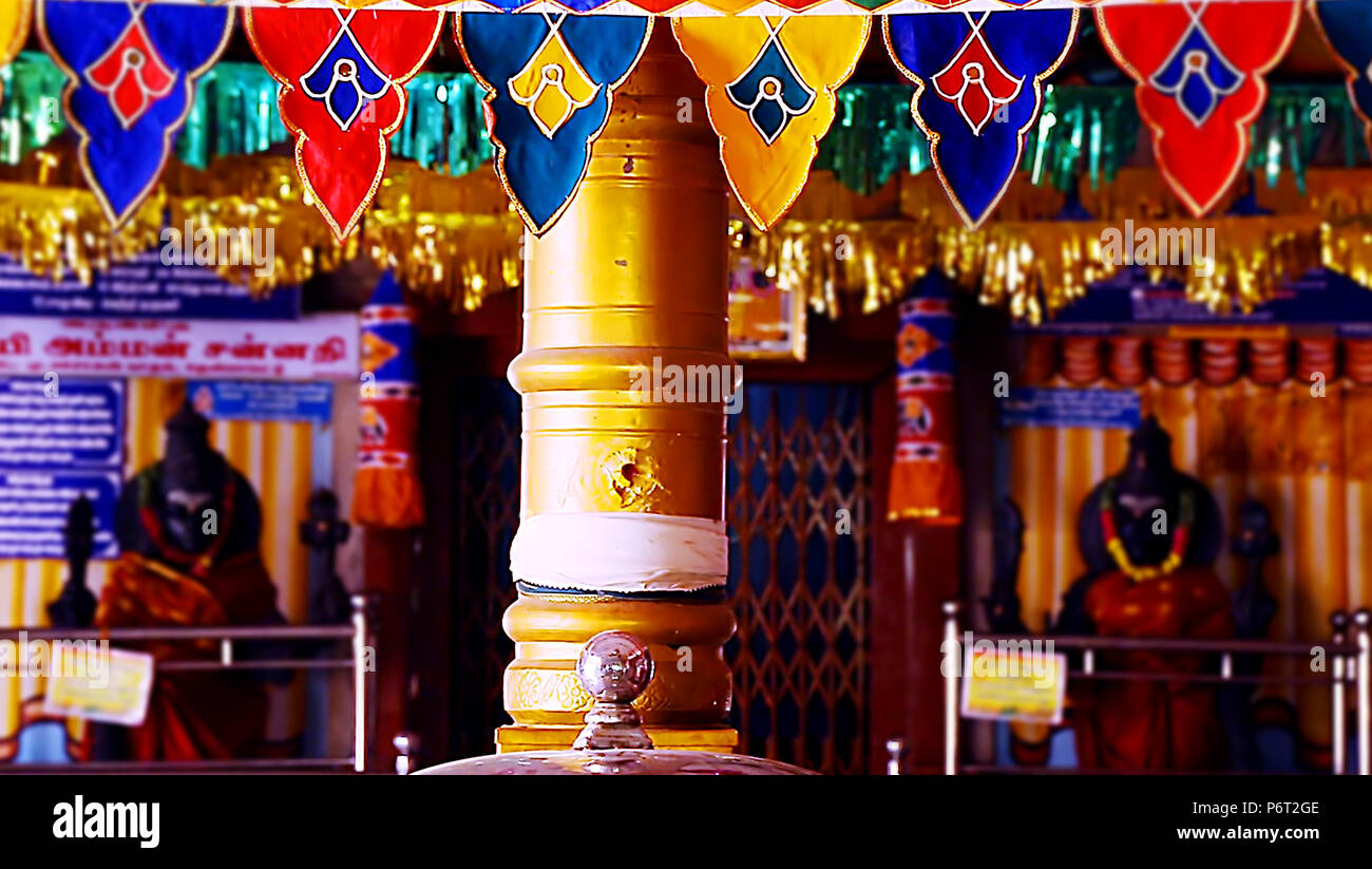Colorful paper decoration in Interior Hindu Temple Stock Photo - Alamy