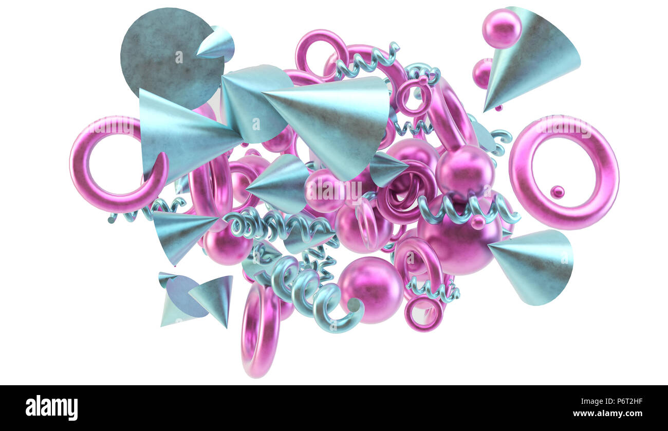 3d rendering of primitive shapes on a cloud Stock Photo - Alamy