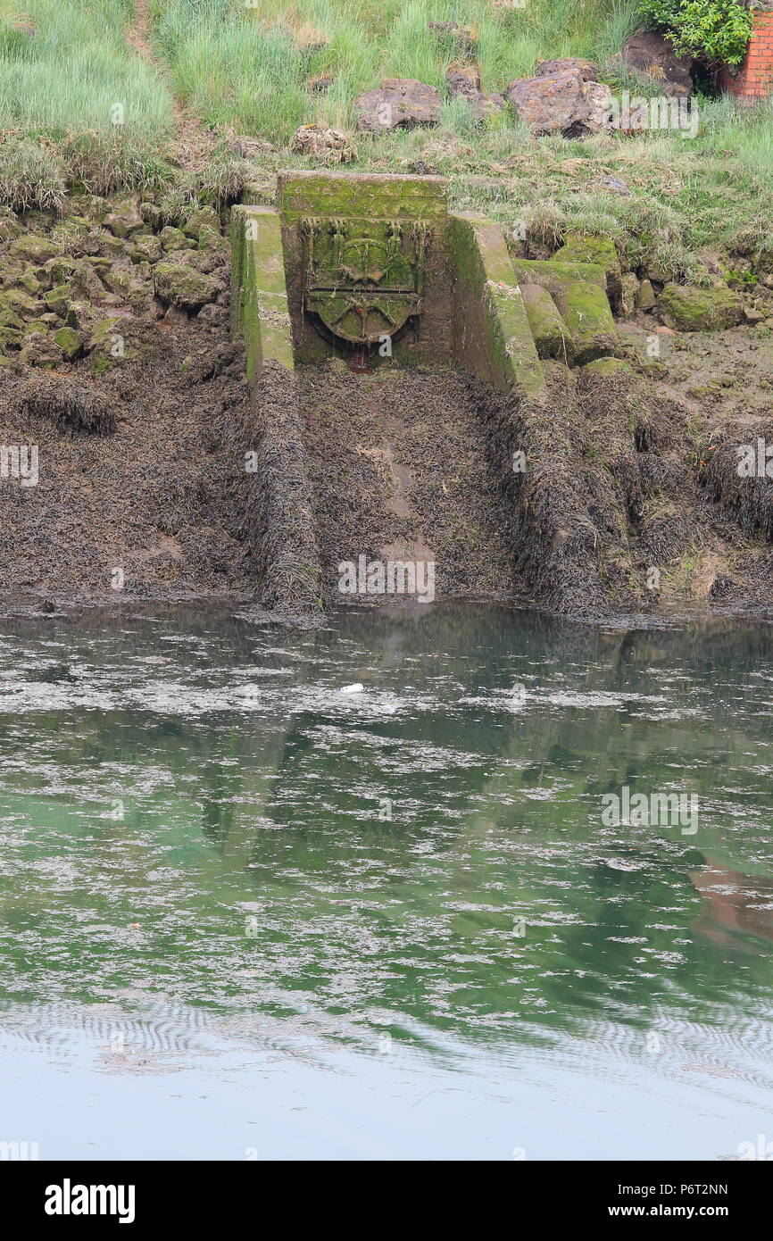 AQ heavy duty cast iron flap valve on a surface water drain allowing ...