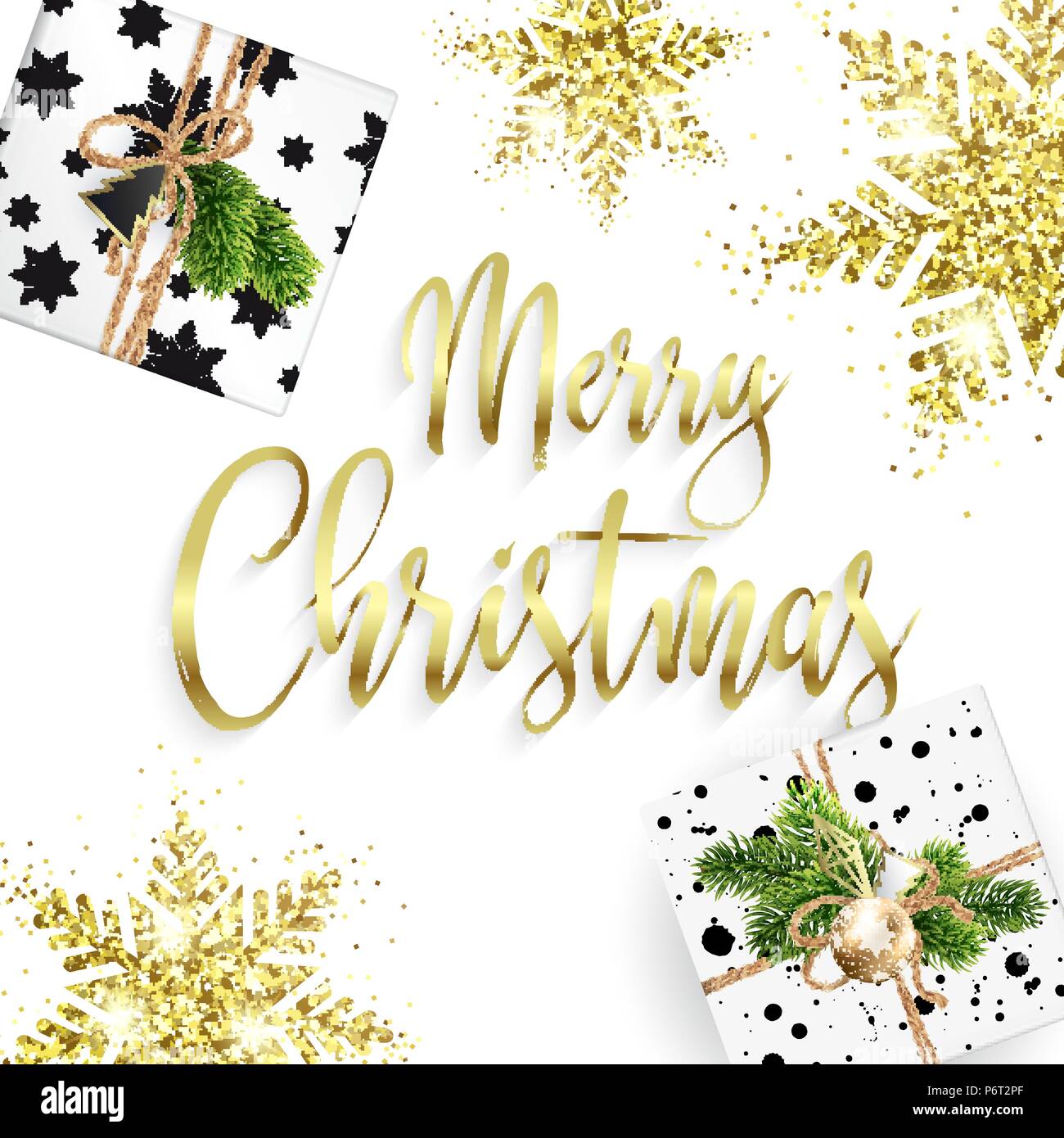Xmas card. Congratulations Golden lettering Stock Vector Image & Art ...