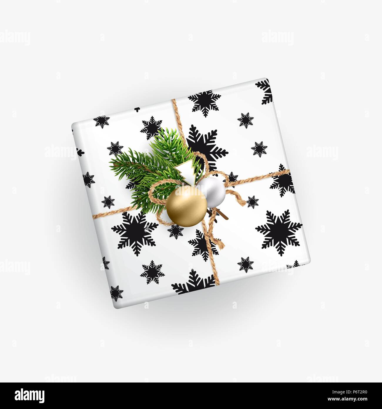 Christmas gift box top view realistic illustration Stock Vector Image ...