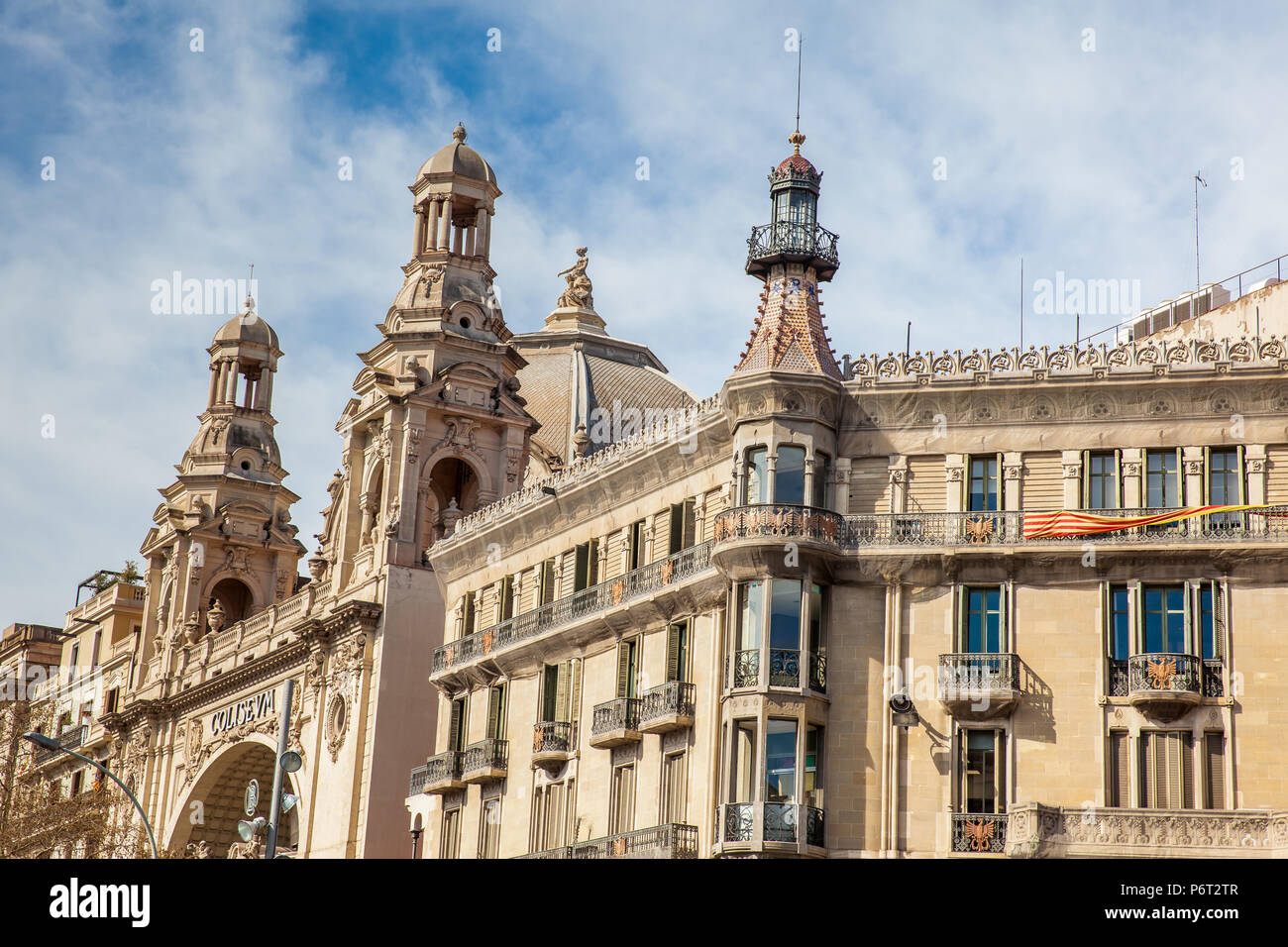 The historic building of the Coliseum theatre and cinema in Barcelona ...