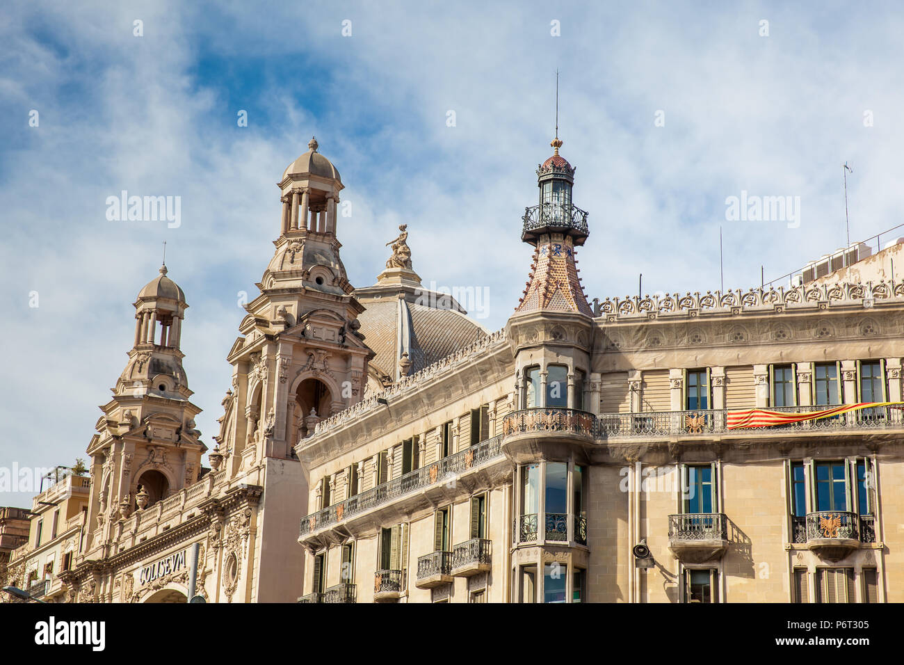 The historic building of the Coliseum theatre and cinema in Barcelona ...