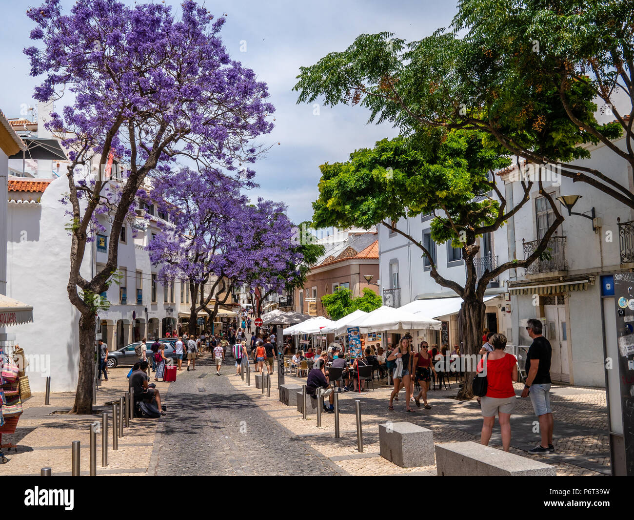 Lagos, Portugal - Jun 18, 2018: In a typical alley town of Lagos ...