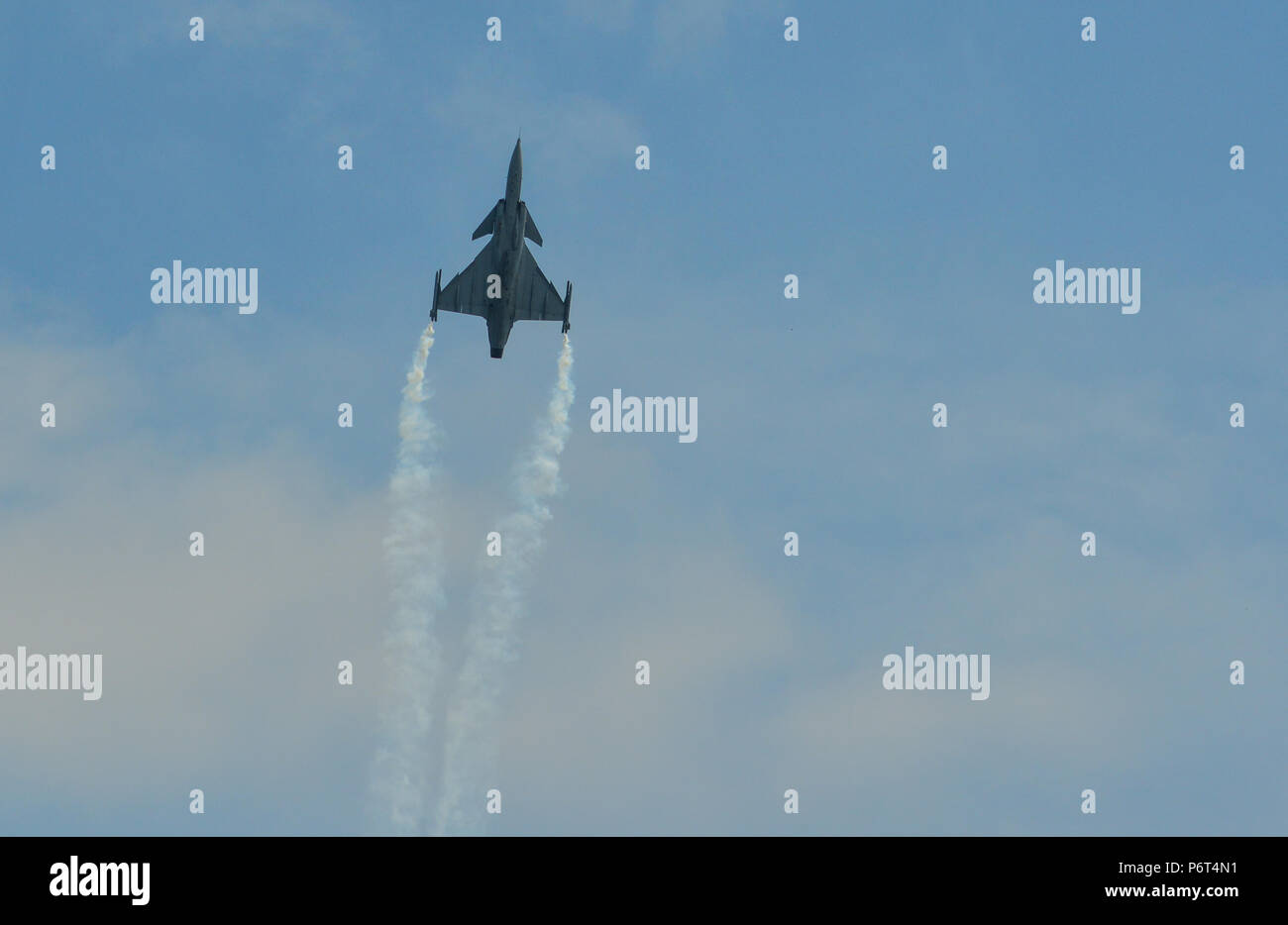 Singapore - Feb 10, 2018. A Saab JAS 39 Gripen aircraft flying on ...